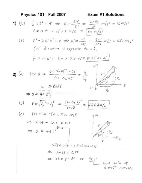 4 Solved Questions On General Physics Lecture Exam 1 Phys 101 Docsity