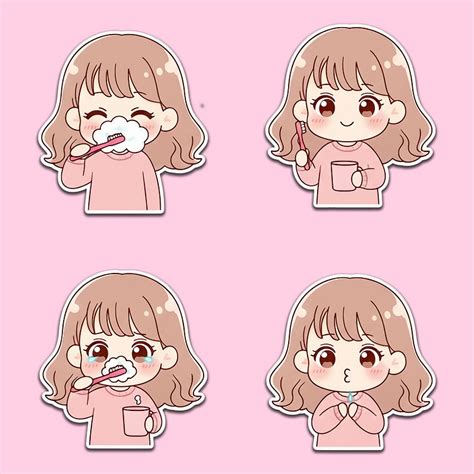 Kawaii Chibi Girl Brushing Teeth By Chimdc On Dribbble