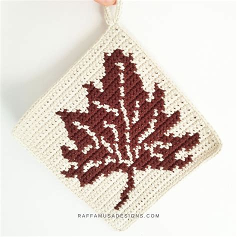 Crochet Pattern Maple Leaf Potholder Tapestry Crochet Hot Pad