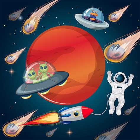 Cartoon Spaceship In Space