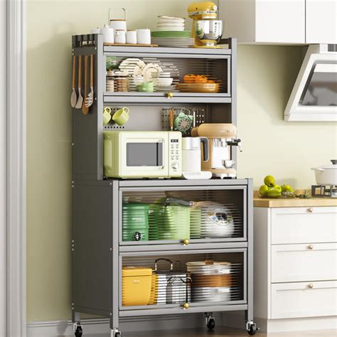 5 Tier 63 Metal Kitchen Storage Cabinets With 10 Hooksmicrowave Stan