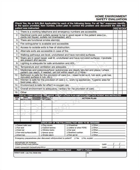 Home Safety Assessment Form