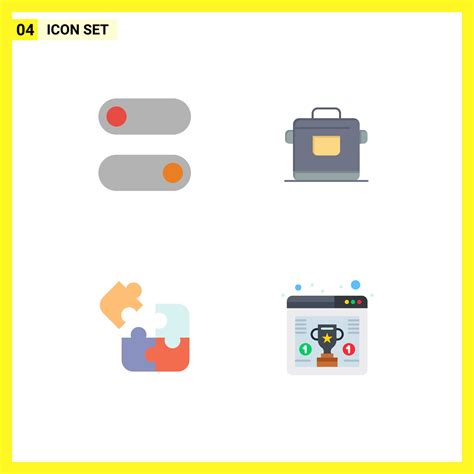 Set Of 4 Modern Ui Icons Symbols Signs For Control Logic Cooker Hotel