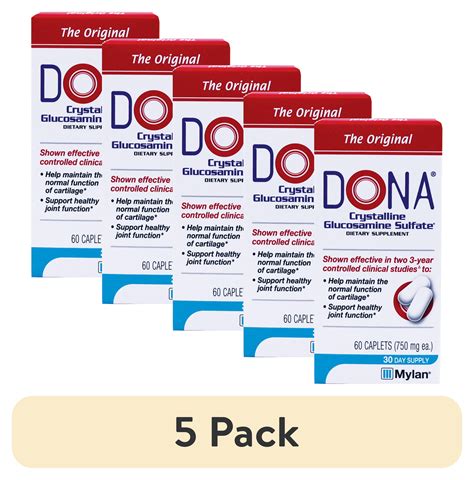 5 Pack Dona Crystalline Glucosamine Sulfate 60 Caplets