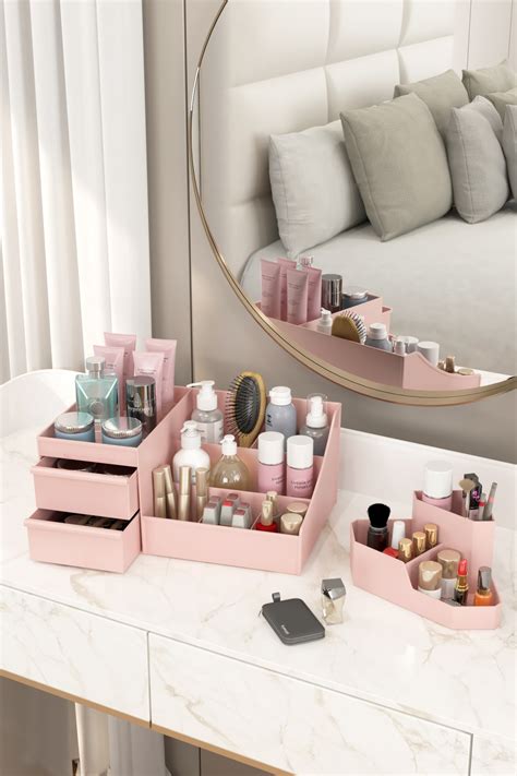 Dovİ Home Makyaj Düzenleyici Ve Kozmetik Saklama Kutusu Organizer 2li Set Pudra Pembe Fiyatı