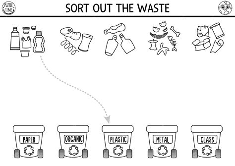 Premium Vector Ecological Black And White Matching Activity With