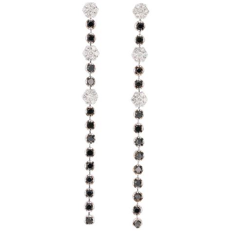 433 Carat Diamond Five String Dangle Earrings 14 Karat In Stock For