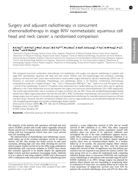 Pdf Surgery And Adjuvant Radiotherapy Vs Concurrent Chemoradiotherapy In Stage Iiiiv
