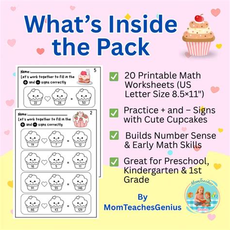 Cupcake Math Fun Addition And Subtraction Worksheets By Momteachesgenius