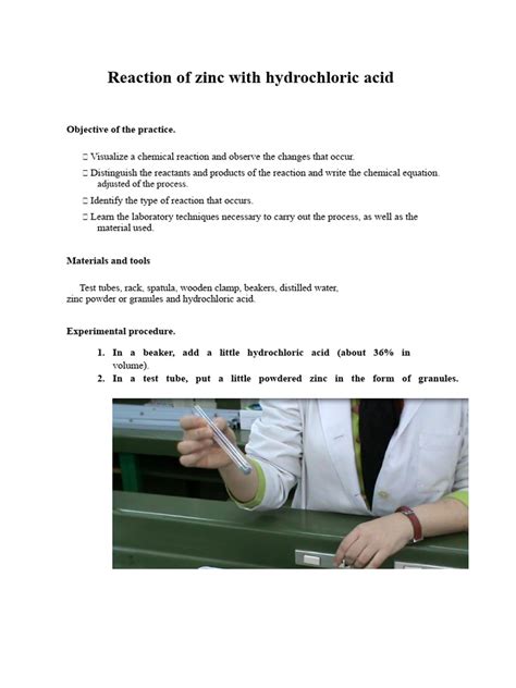 Zinc And Hydrochloric Acid Reaction Pdf