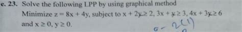 E 23 Solve The Following Lpp By Using Graphical Methodminimize Z 8x 4y