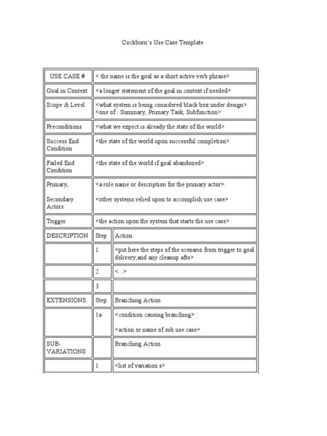 1 Uc Template Cockburn Pdf Use Case Systems Theory