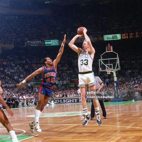 Larry Bird Of The Boston Celtics Shoots The Ball Against The Detroit