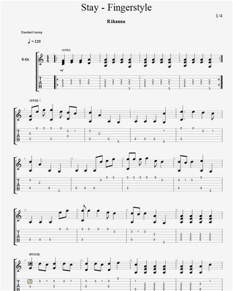 Guitar Chords For Stay By Rihanna