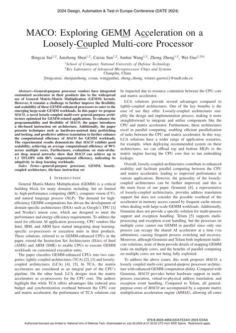 Pdf Maco Exploring Gemm Acceleration On A Loosely Coupled Multi Core