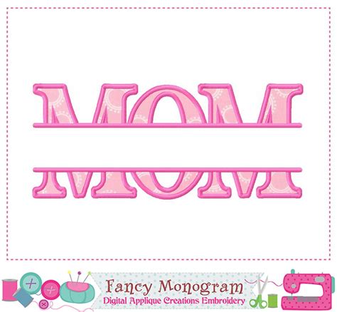 Floral Split Mom Applique Embroidery Design Mothers Day Digital
