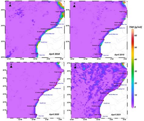 Total Suspended Matter Pattern Maps From April 2018 To April 2021 In