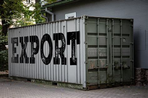 Export Gray Shipping Container In Urban Environment Stock Image