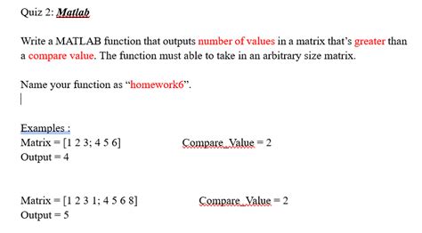 Solved Quiz 2 Matlab Write A Matlab Function That Outputs