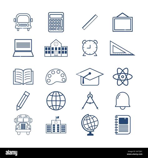 School Icon Set Pack High Quality Variety Symbols Vector Illustration