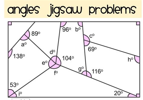 Angle Puzzle Worksheet Measuring Angles Plus Adding And Subtracting