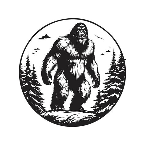Bigfoot Vintage Logo Concept Black And White Color Hand Drawn