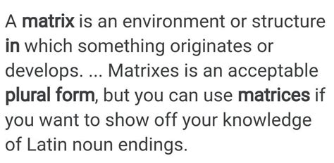 What Ia The Plural Form Of Matrix