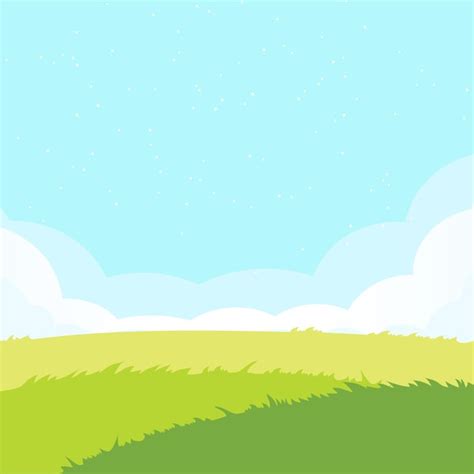Premium Vector Landscape Background With Green Grass And Blue Sky