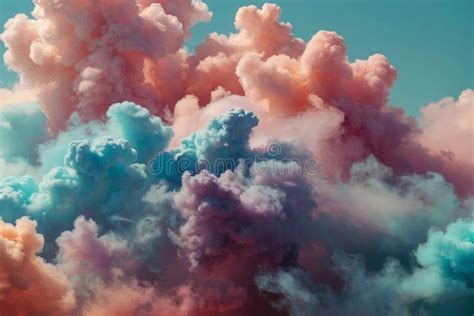 Abstract Background Volumetric Multi Colored Clouds Against The Sky