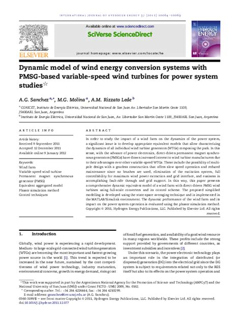 Pdf Dynamic Model Of Wind Energy Conversion Systems With Pmsg Based Variable Speed Wind