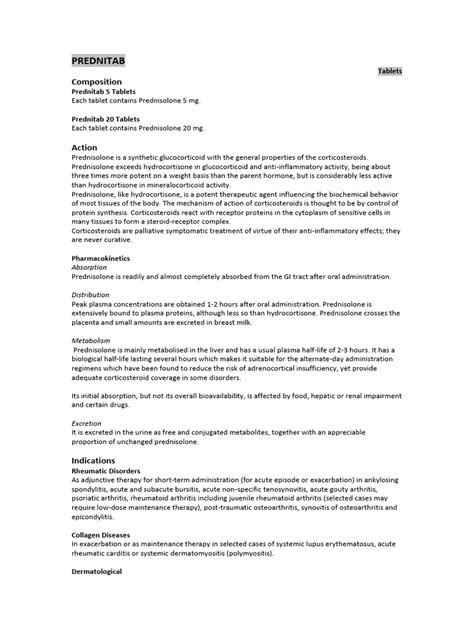 Prednitab Pdf Glucocorticoid Dose Biochemistry