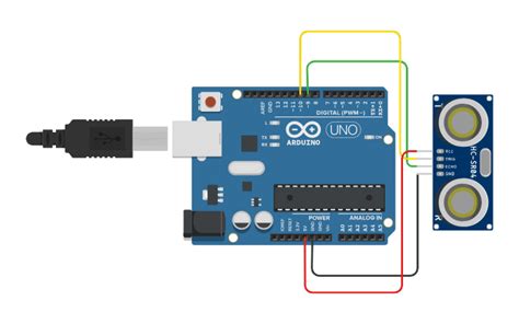 Circuit Design Ultrasonic Sensor With Arduino Tinkercad
