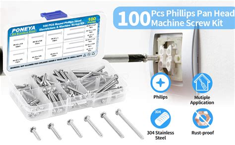 Electrical Socket Screws 100 Pcs 12 Sizes M35 M42 Pan Head 304