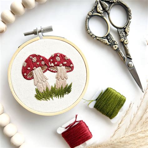 Mindful Mantra Mini Toadstools Embroidery Kit Etsy