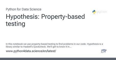 Hypothesis Property Based Testing Python For Data Science