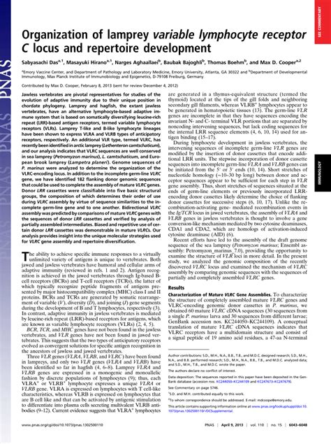 Pdf Organization Of Lamprey Variable Lymphocyte Receptor C Locus And Repertoire Development