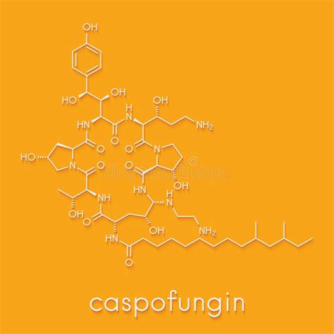 Caspofungin Antifungal Drug Molecule Skeletal Formula Stock