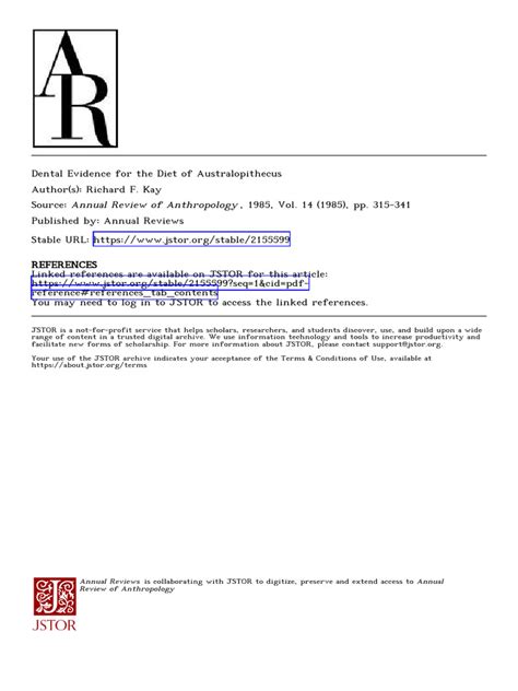 Australopithecus Diet Dental Evidence Pdf Hominidae Ape