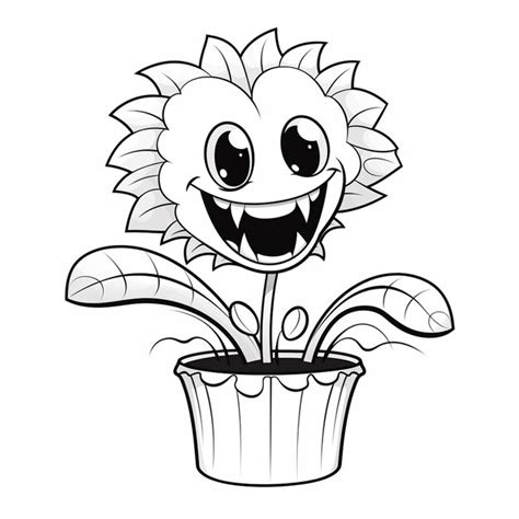 Premium Ai Image Venus Flytrap Drawings Cute Cute Coloring Book Kawaii Line Art