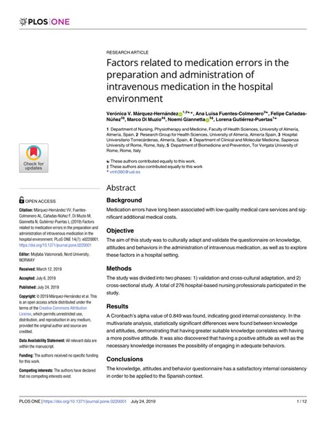 Pdf Factors Related To Medication Errors In The Preparation And