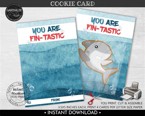 You Are Fin Tastic Cookie Card Valentines Day Cookie Card Instant