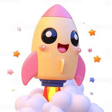 A Cute Cartoon Rocket Is Launching Into Outer Space 59318228 Png