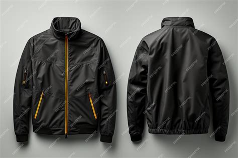 Premium Ai Image Plain Black Jacket Mockup Front And Back View