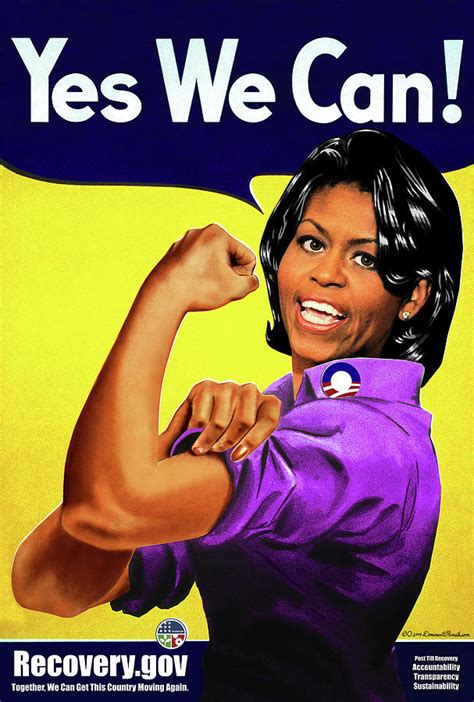 Yes We Can Michelle Obama As Rosie The Riveter Digital Art By O O Pixels