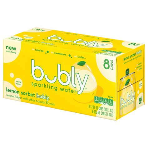Bubly Sparkling Water Lemon Sorbet 8pk Hy Vee Aisles Online Grocery