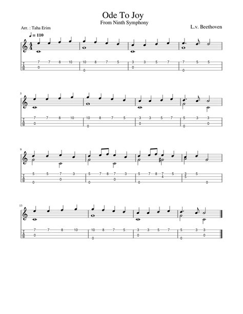 Ode To Joy Ukulele Tab Sheet Music For Ukulele Solo