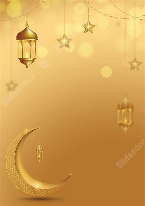 Eid Mubarak Pattern With Golden Stars And Moon Ornaments Page Border Background Word Template