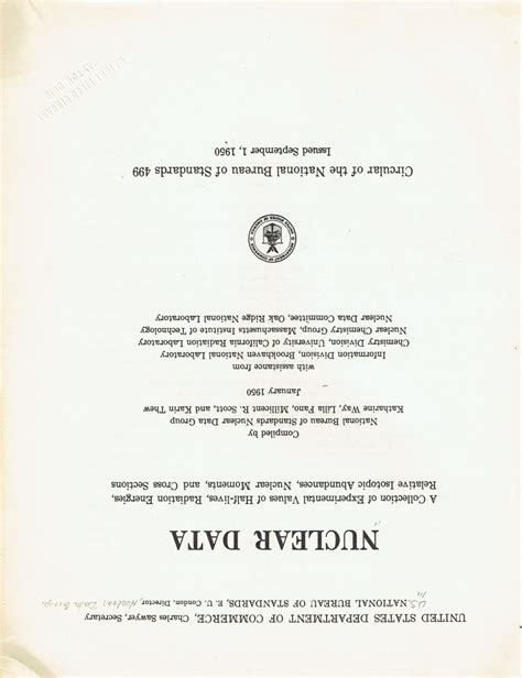 Nuclear Data A Collection Of Experimental Values Of Half Lives