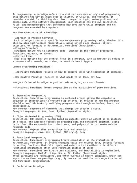 Paradigms In Programming Pdf Programming Paradigms Object