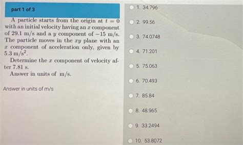 Solved Part Of A Particle Starts From Th With An Initial Chegg Com